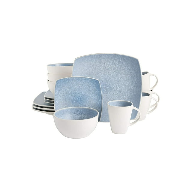 Gibson 16-Piece Soho Lounge Square Dinnerware Set - Fine Dishware for Home, Aqua Blue - Walmart.com