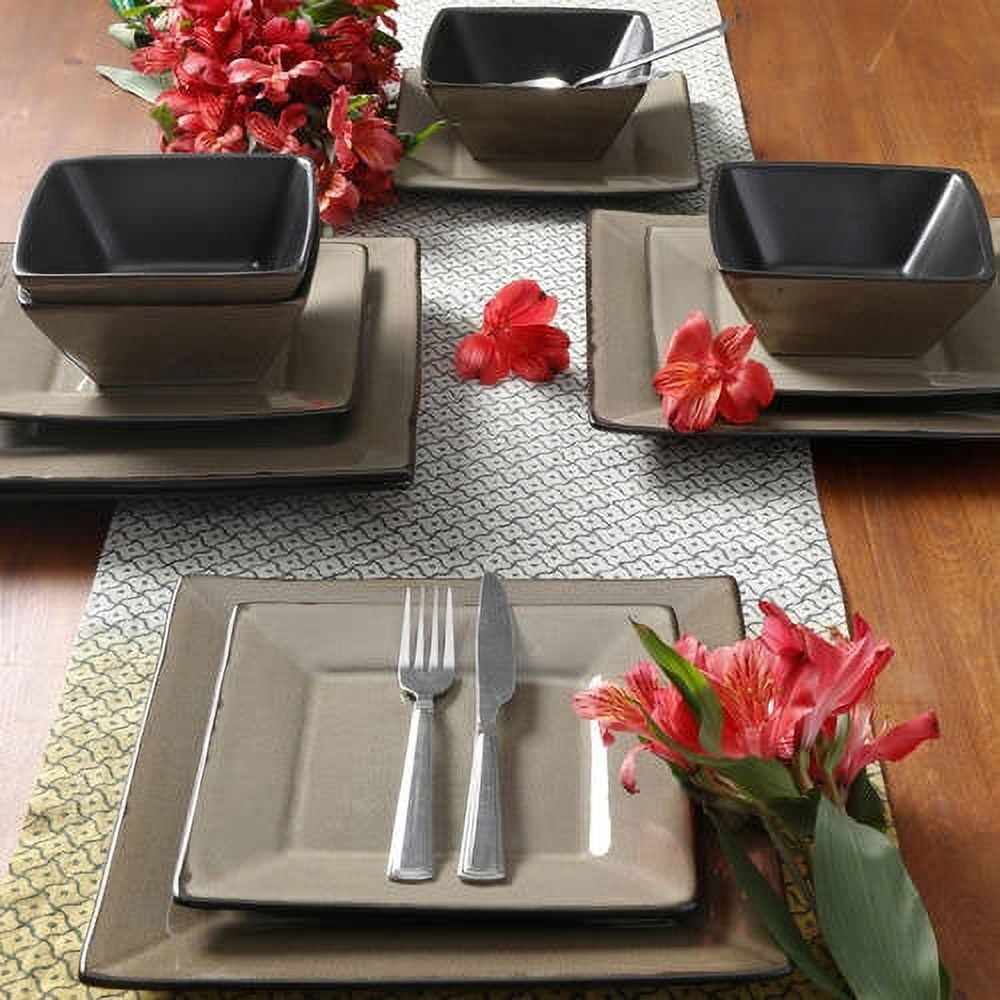 Gibson Studio Chelsea Lane 12-Piece Red Hard Square Dinnerware Set ...