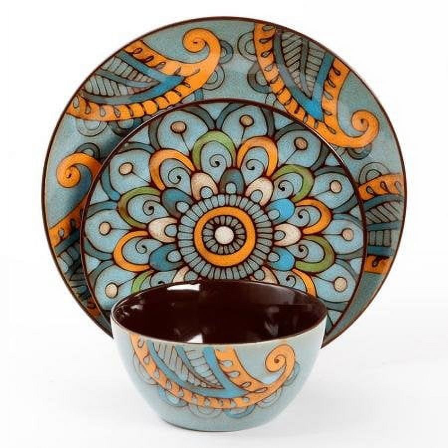 Gibson Studio Moroccan Floral 12-Piece Dinnerware Set, Reactive Glaze ...
