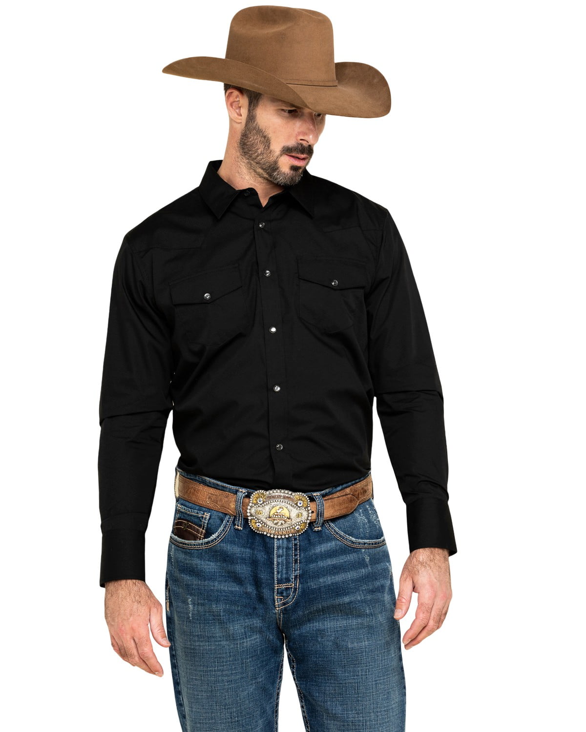Gibson Trading Co Men's Black Long Sleeve Western Shirt, Cotton ...