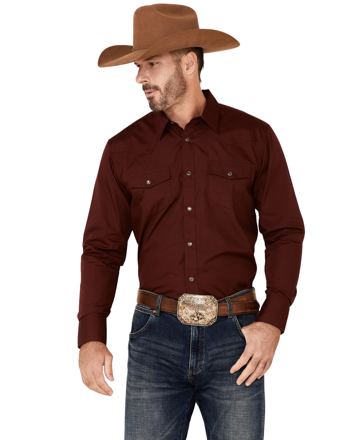 Gibson Trading Co Men's Basic Solid Long Sleeve Pearl Snap Western ...