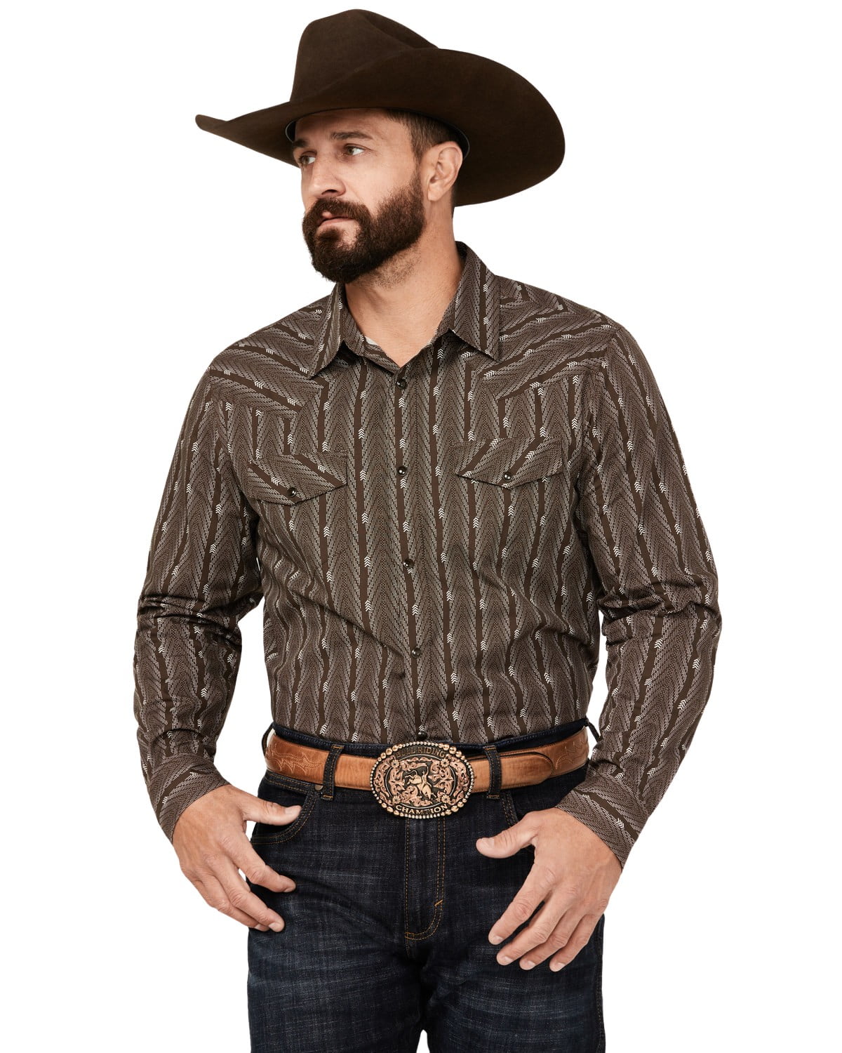 Gibson Trading Co Men's Bow Striped Print Long Sleeve Snap Western ...