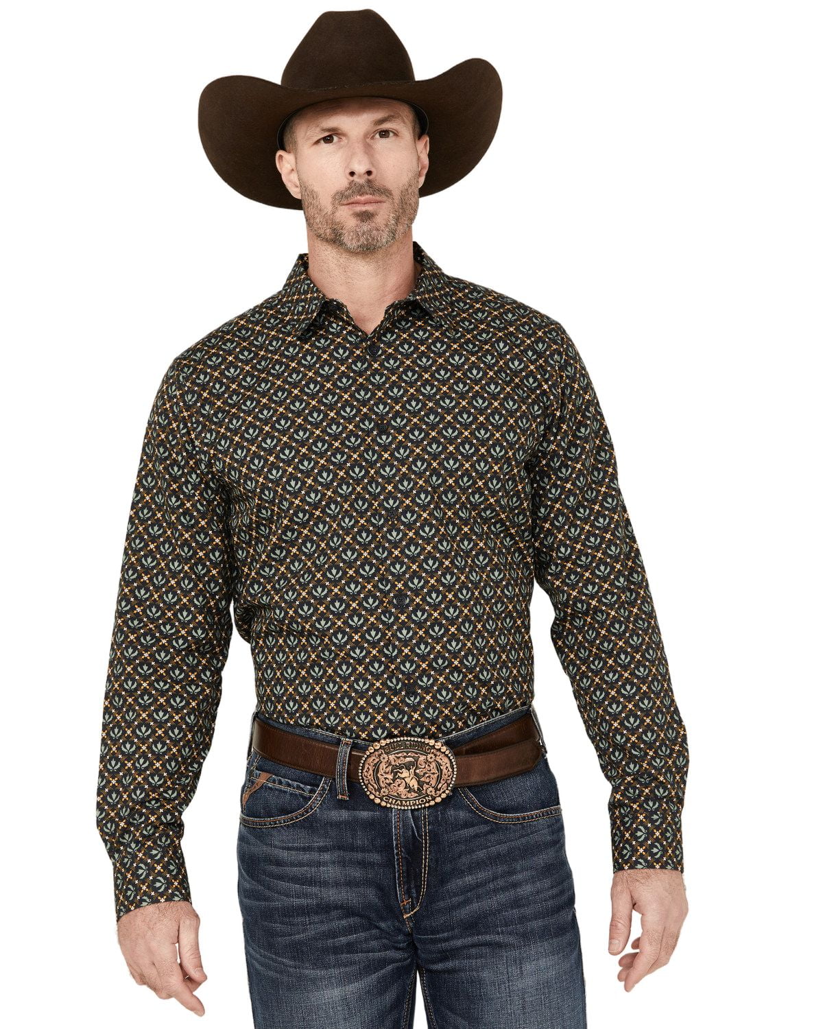 Gibson Trading Co Men's Fleur De Lis Floral Print Long Sleeve Button ...