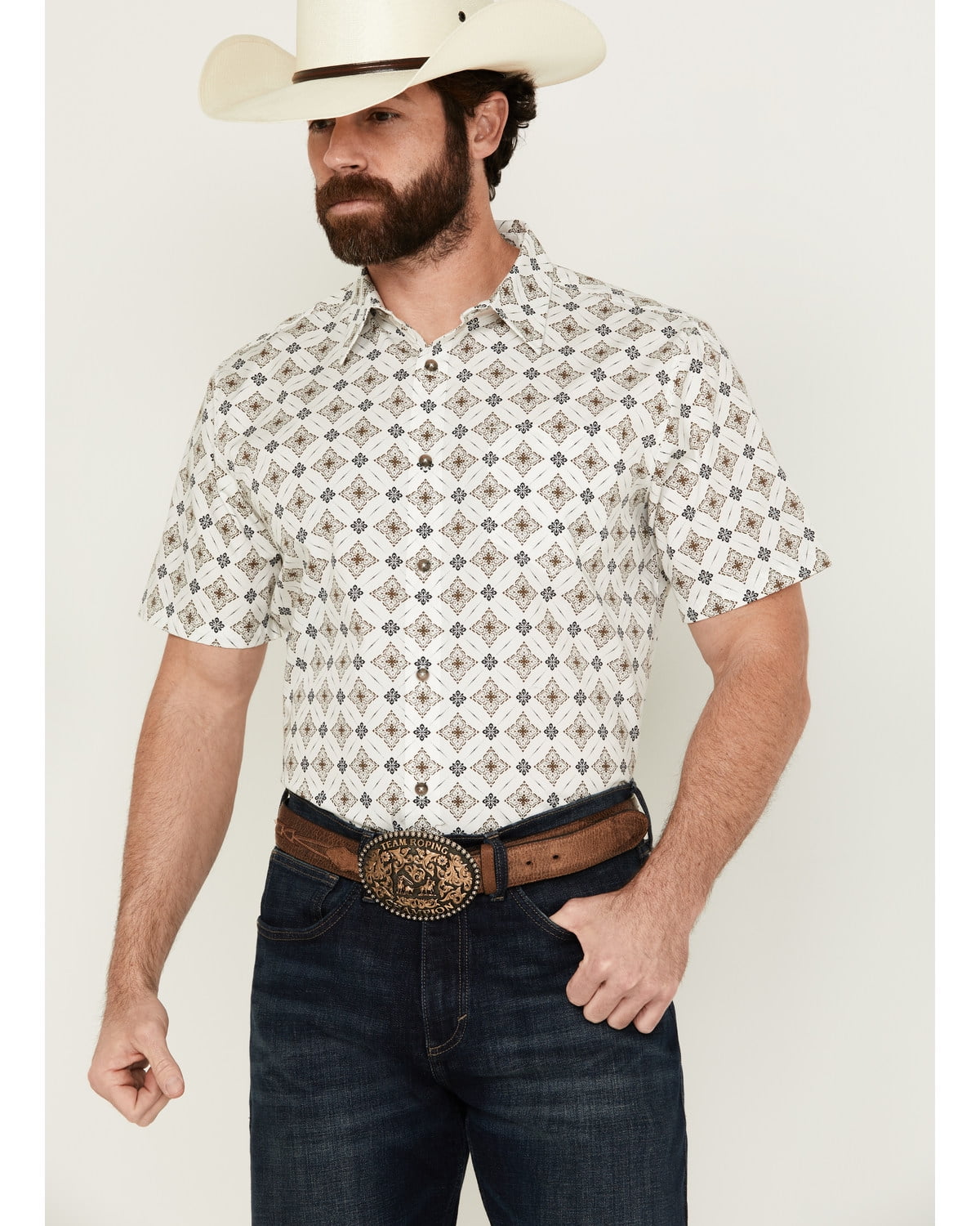 Gibson Trading Co Men's Hubert Medallion Print Short Sleeve Button-Down ...