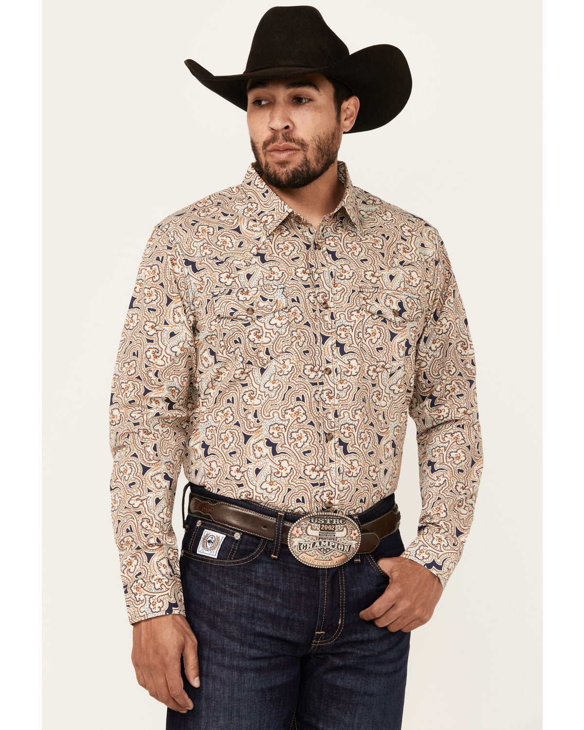 Gibson Trading Co Men's Jackpot Paisley Print Long Sleeve Snap Western ...