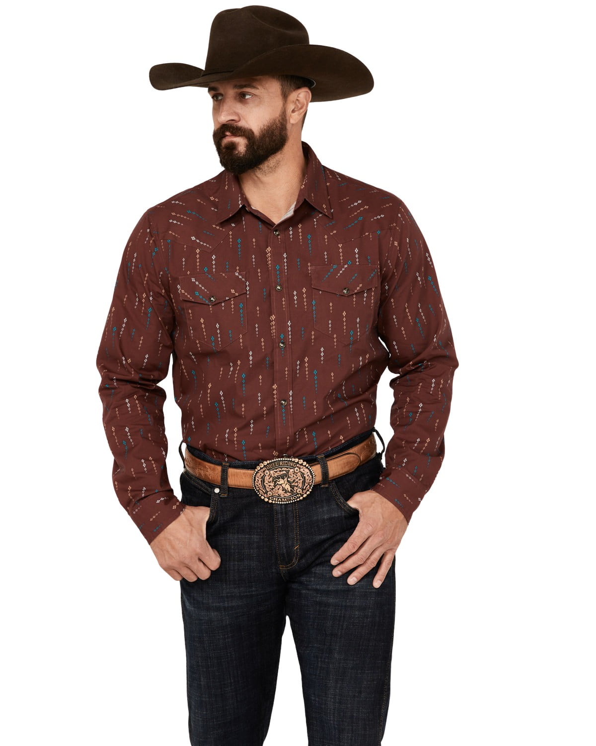 Gibson Trading Co Men's Lamp Shade Arrow Print Long Sleeve Snap Western ...