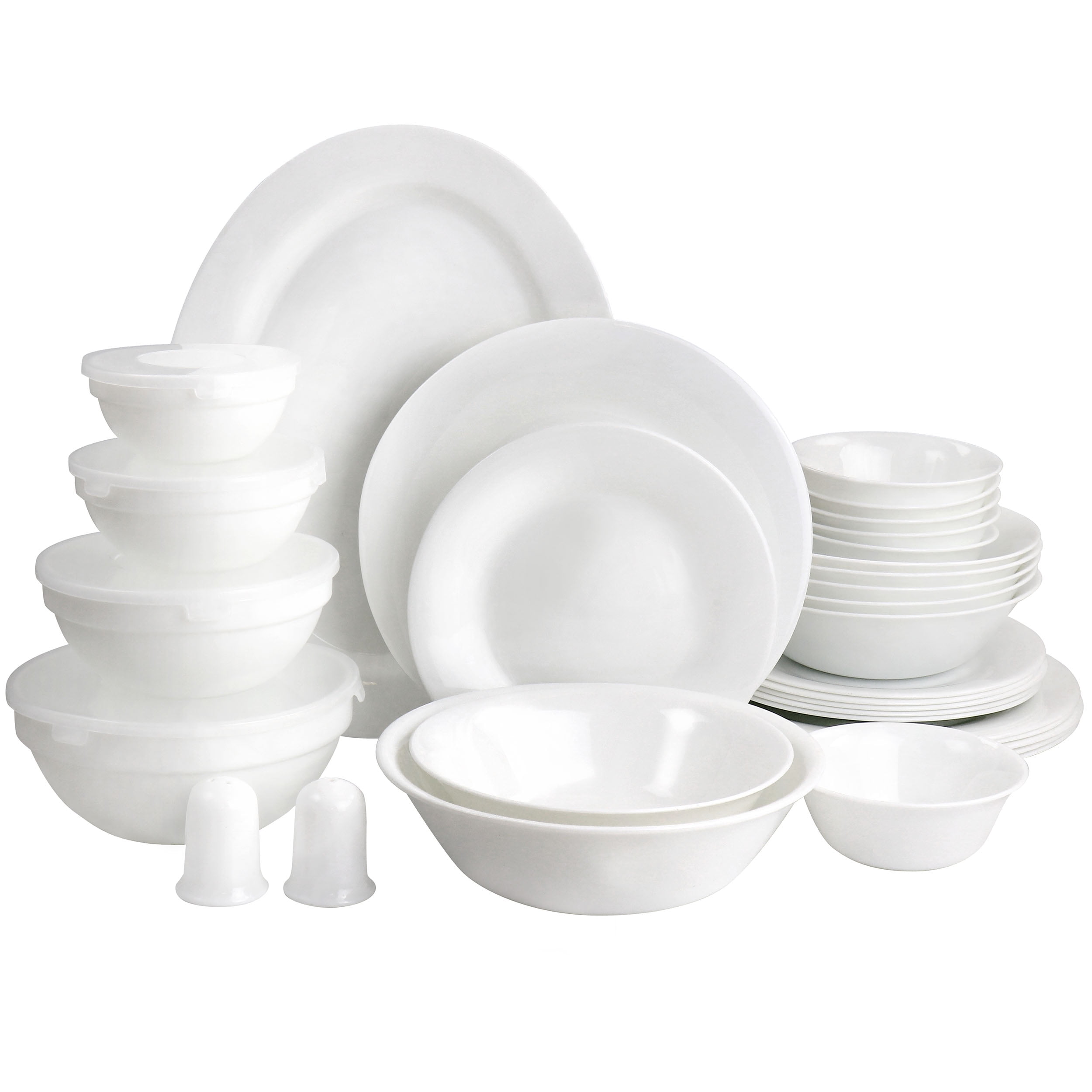 Gibson Ultra 36 Piece Dinnerware Set, Tempered Opal Glass Combo in ...