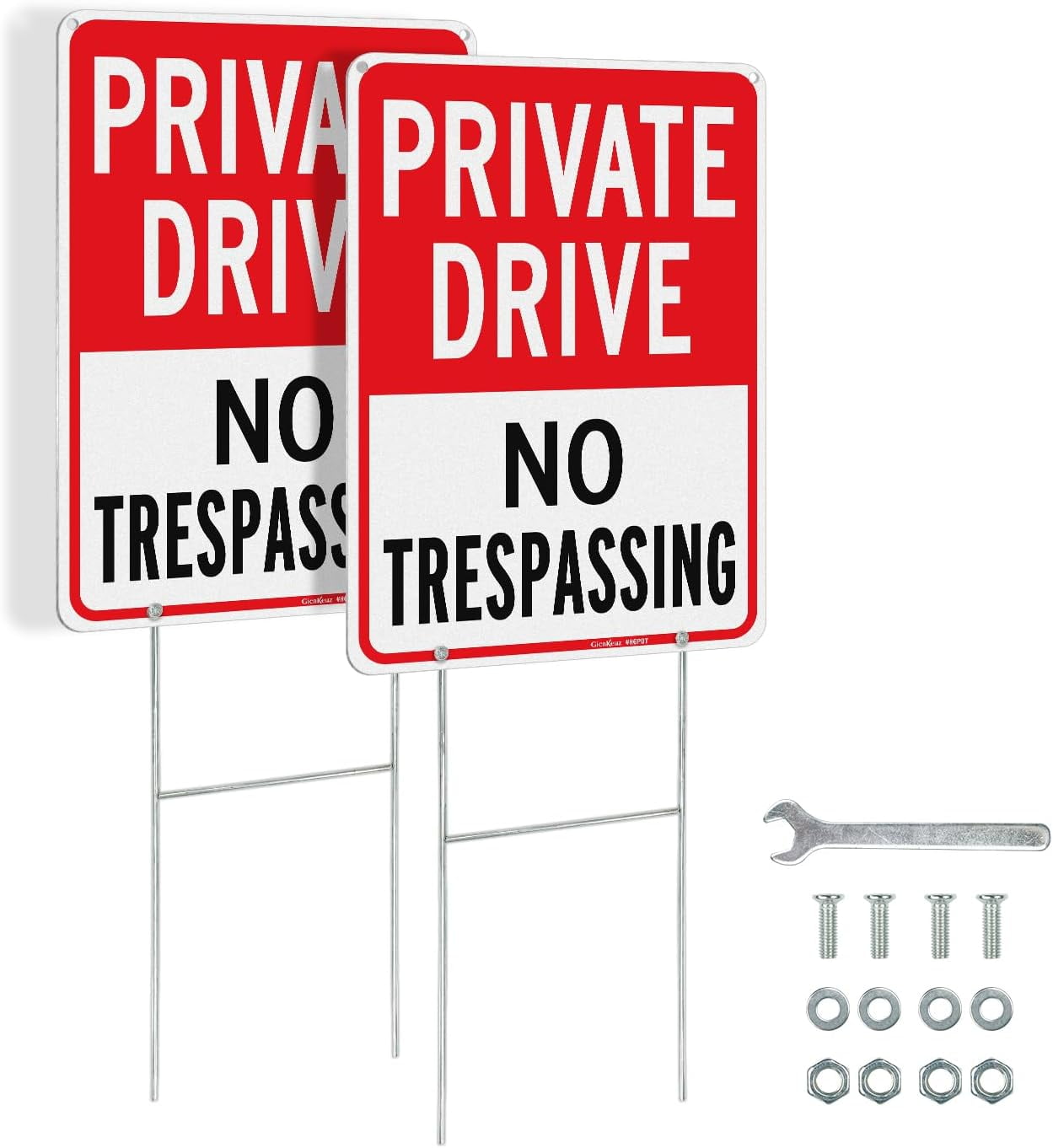 GicnKeuz Private Drive No Trespassing Signs with metal stake, 14 x 10 ...