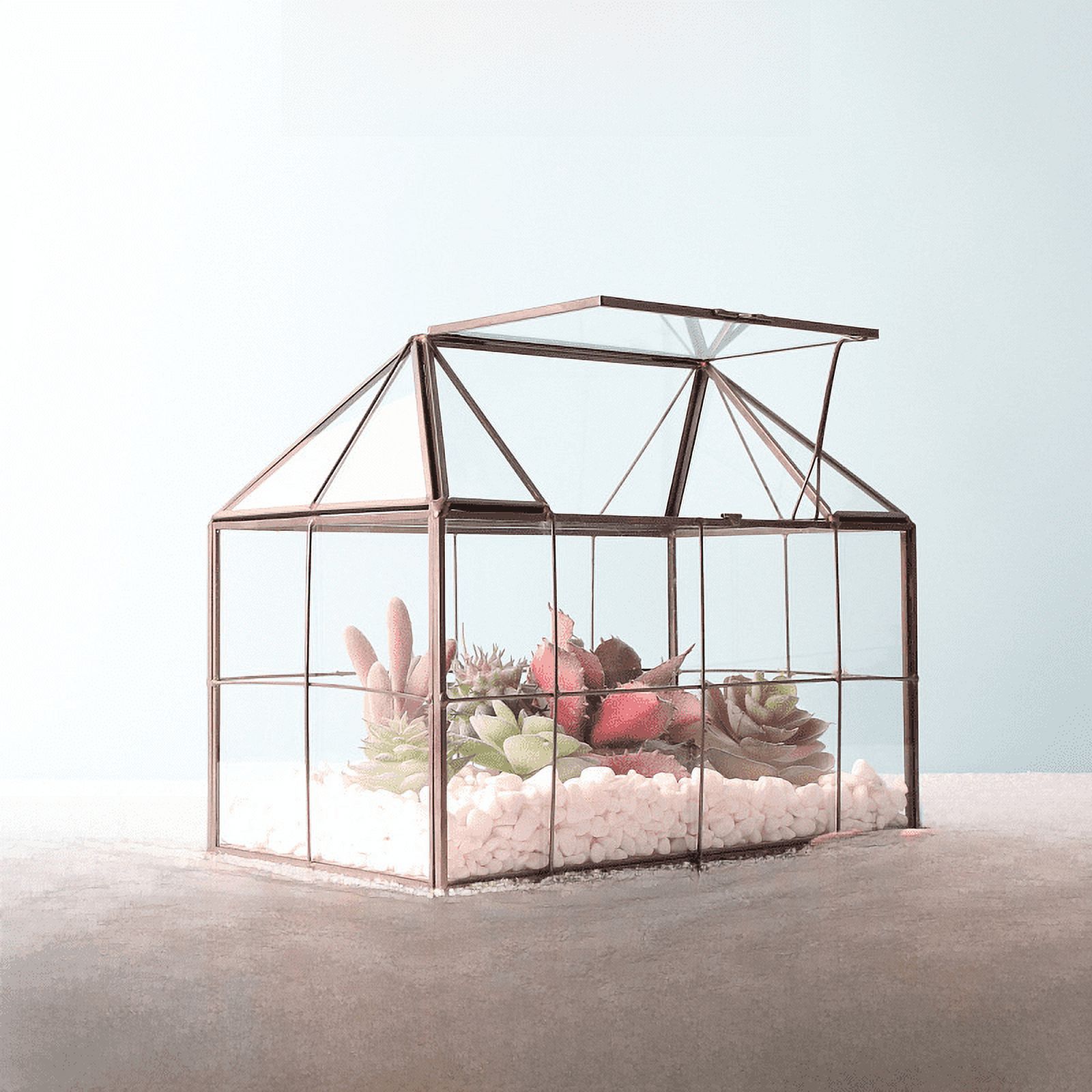 Gid house-shaped flip geometric glass flower house Micro-landscape meat ...