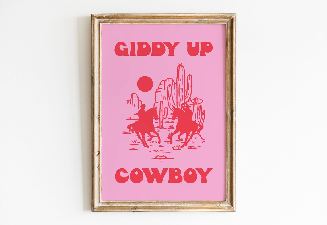 Giddy Up Cowboy Print Pink Cowgirl Aesthetic, Pink Cowboy Print, Giddy ...
