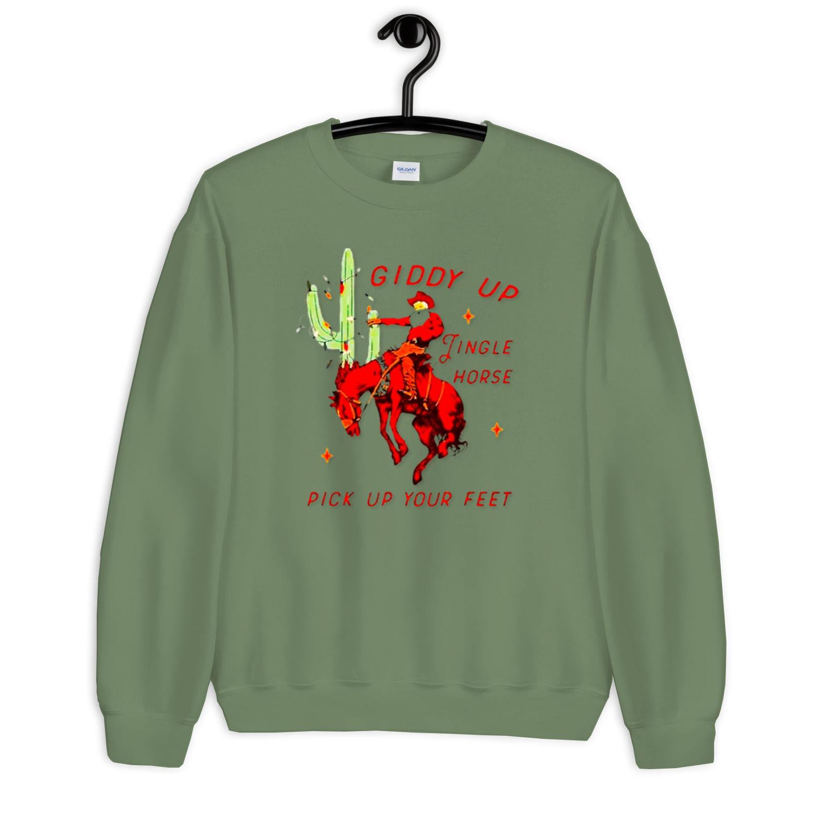 Giddy Up Jingle Horse Cowboy Cowgirl Western Christmas Cartoon shirt-removebg-preview - Walmart.com