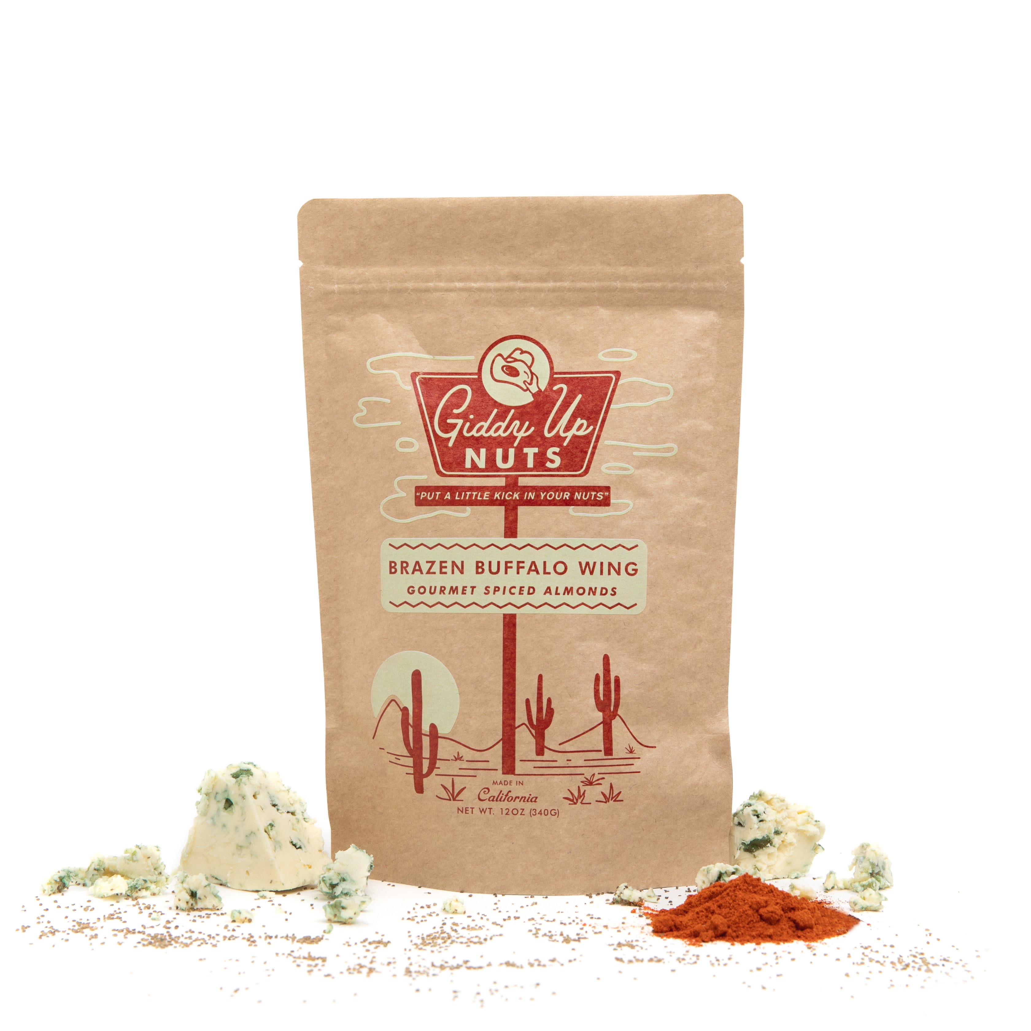 Giddy-Up Nuts Brazin Buffalo Wing Seasoned Almonds 12oz Bag - Walmart.com