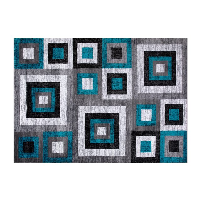 Gideon Collection Beautiful Pile Carpet, 6' x 9' Geometric Turquoise ...