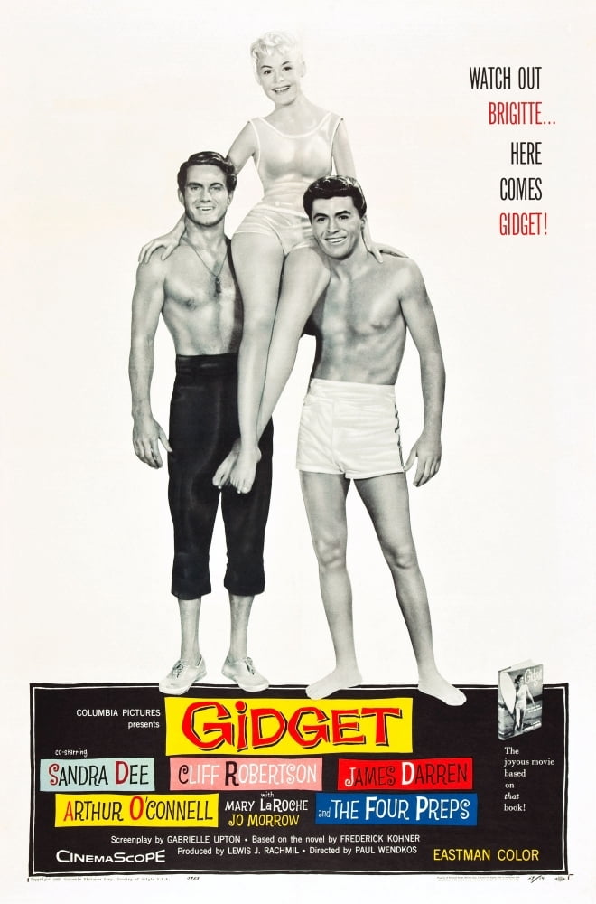 Gidget Cliff Robertson Sandra Dee James Darren 1959 Movie Poster ...