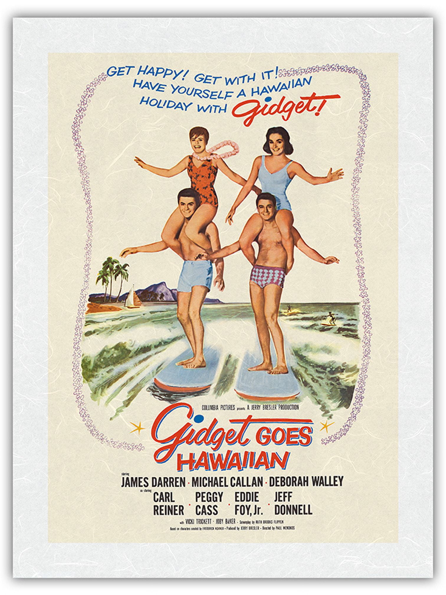 Gidget Goes Hawaiian - Starring Deborah Walley James Darren - Vintage Film Movie Poster c.1961 ...