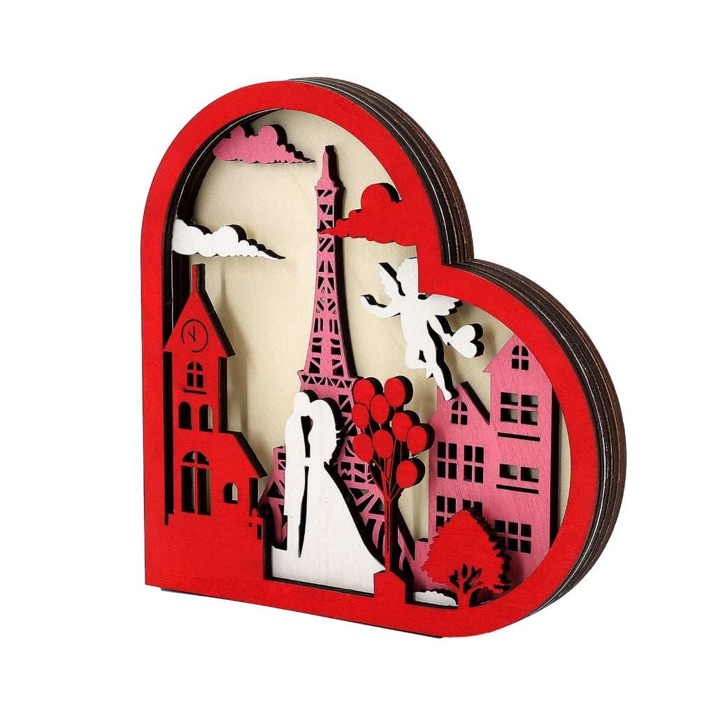 Gieenan Heart Windmill Wood Sign Freestanding Ferris Wheel Decorations ...