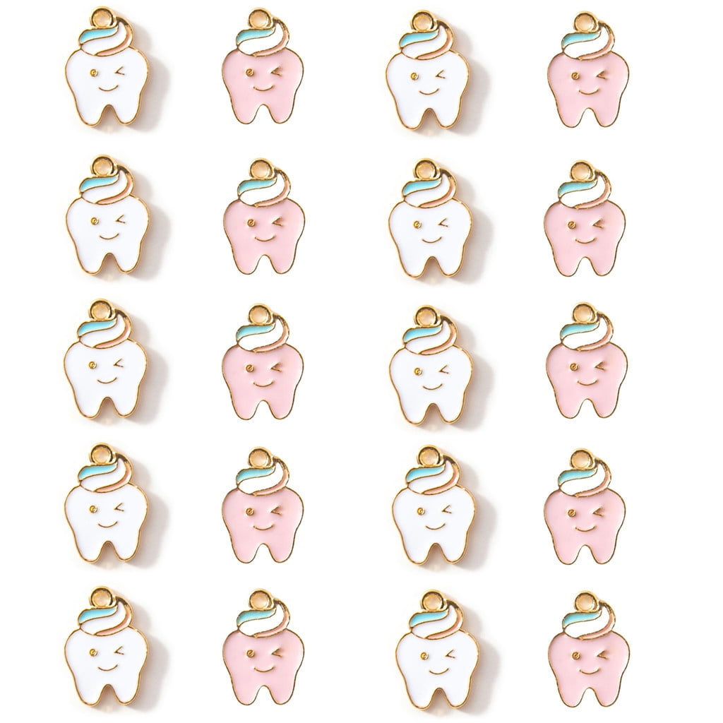 Gierzijia 20 Pieces Cute Teeth Charms for Jewelry Making, DIY Plated ...