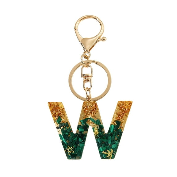 Gierzijia Gold Green A-Z Alphabet Resin Keychain for Women, Initial ...