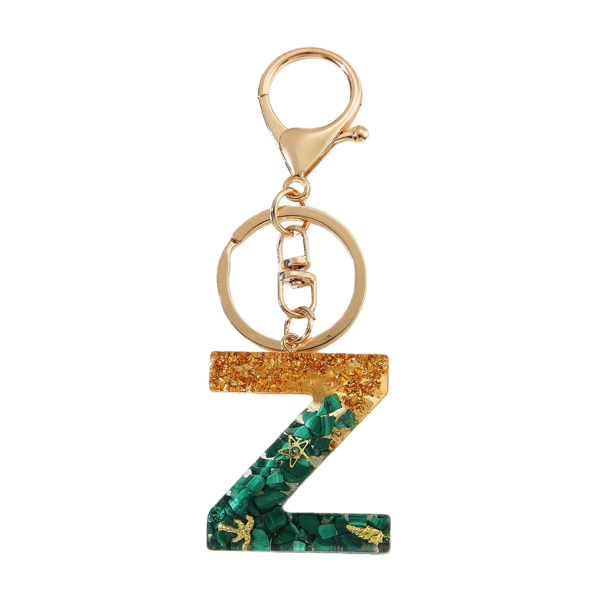 Gierzijia Gold Green A-Z Alphabet Resin Keychain for Women, Initial ...