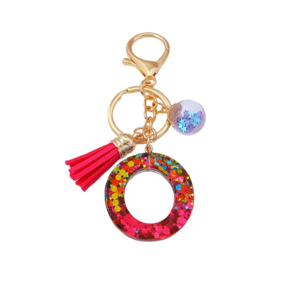 Gierzijia Red Sequins Ball Tassel A-Z Alphabet Resin Keychain for Women ...