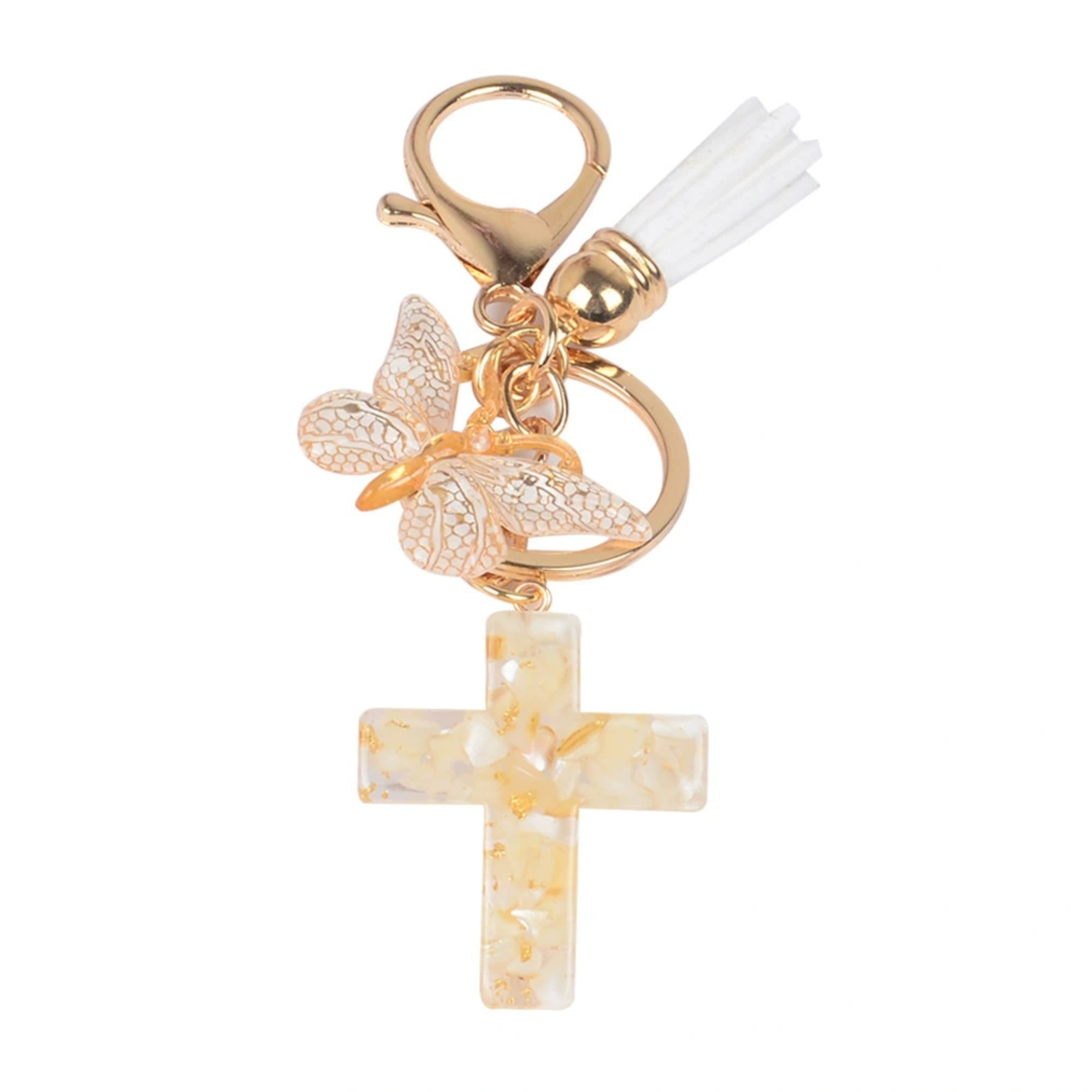 Gierzijia Resin Cross Keychain, Butterfly Resin Crosses Keyring for ...