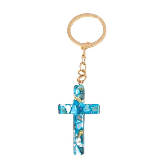 Gierzijia Resin Cross Keychain, Butterfly Resin Crosses Keyring for ...