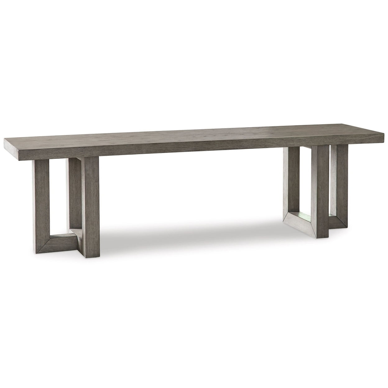 Gif 64 Inch Dining Bench - Geometric Pedestal Legs - Weathered Gray ...