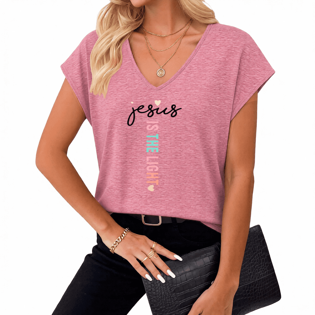 Giffimy Women Jesus Is The Light Graphic Print V-Neck Sleeveless T ...