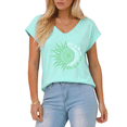 Giffimy Women's Green "Live By The Sun Love By The Moon" Blue V-Neck ...