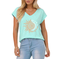 Giffimy Women's Orange "Live By The Sun Love By The Moon" Blue V-Neck ...