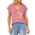 Giffimy Women's Orange "Live By The Sun Love By The Moon" Rose Red V ...