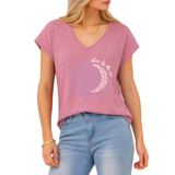 Giffimy Women's Purple "Live By The Sun Love By The Moon" Yellow V-Neck ...