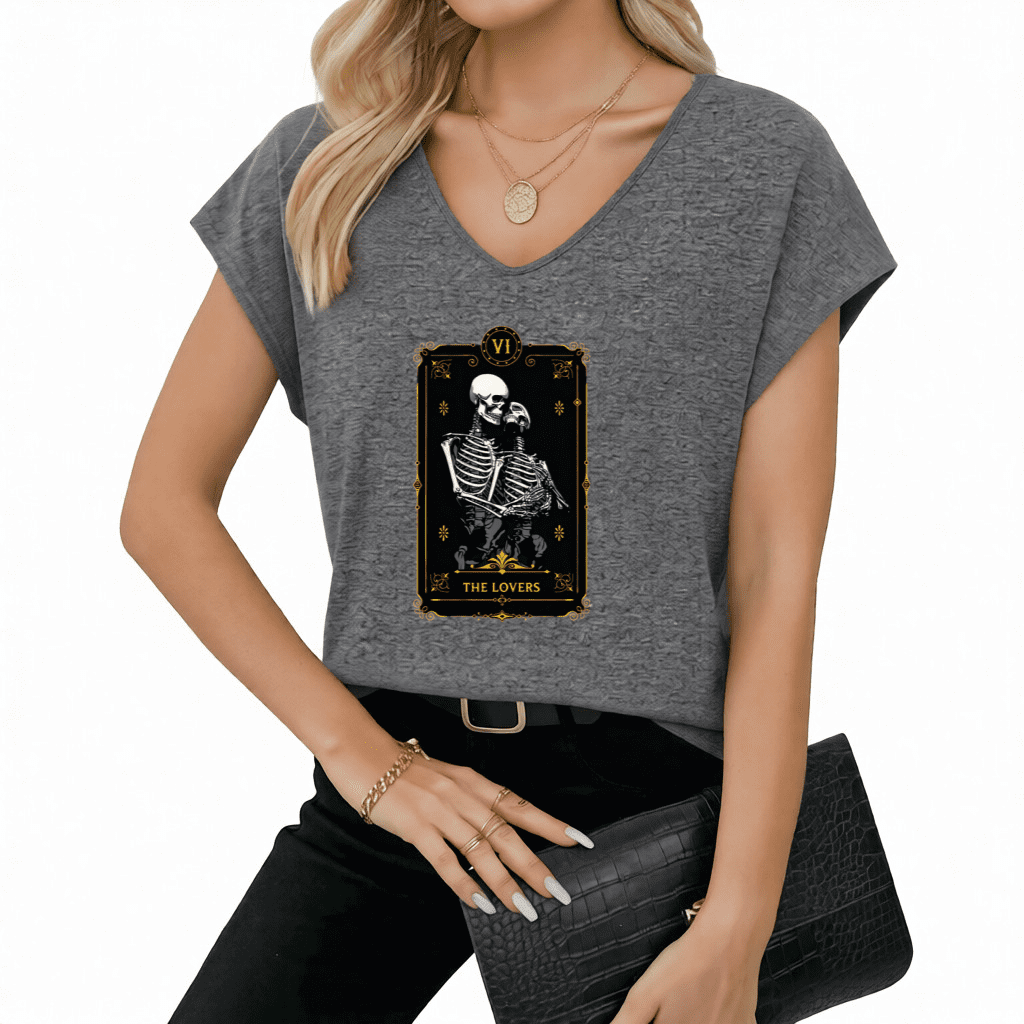 Giffimy Women's The Lovers Tarot Card Skeleton V-Neck Sleeveless T ...