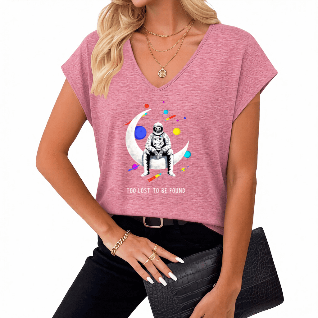 Giffimy Women's Too Lost To Be Found Space Skeleton V-Neck Sleeveless T ...