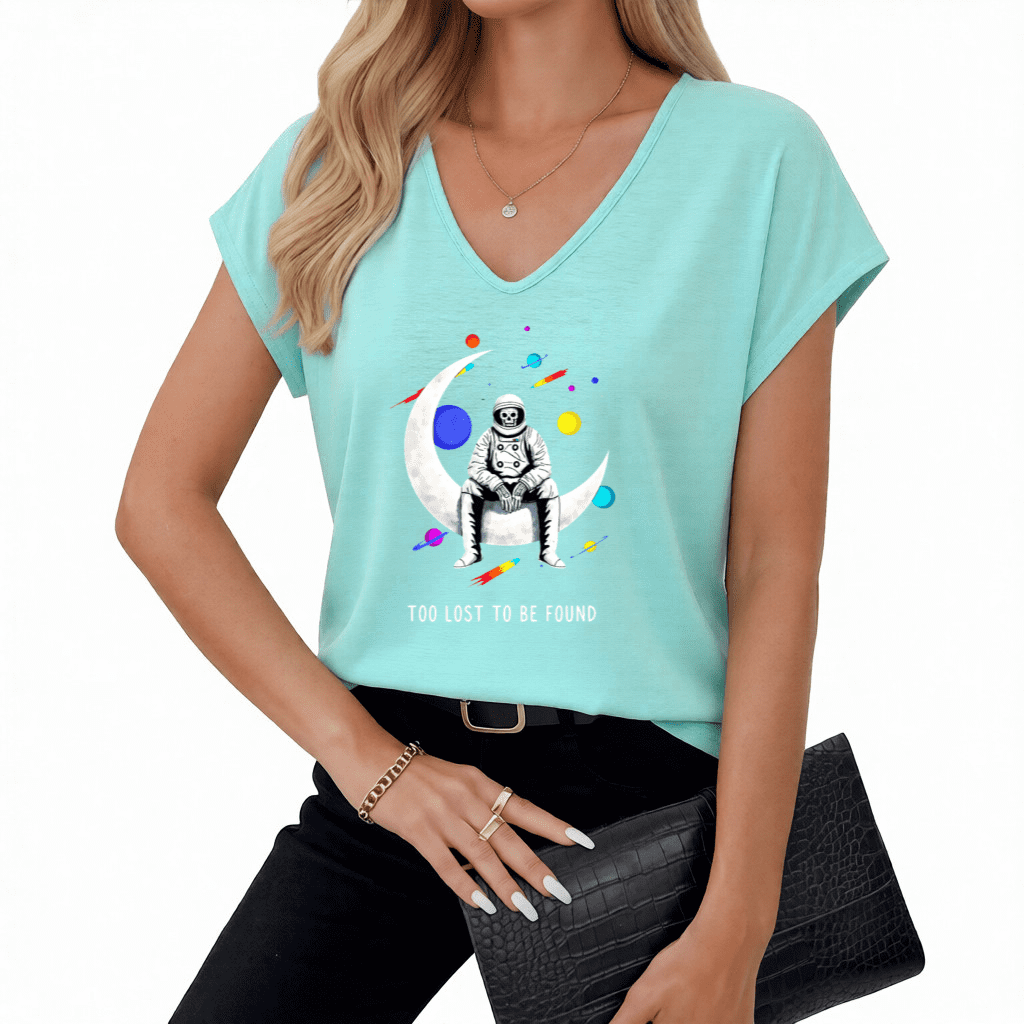 Giffimy Women's Too Lost To Be Found Space Skeleton V-Neck Sleeveless T ...