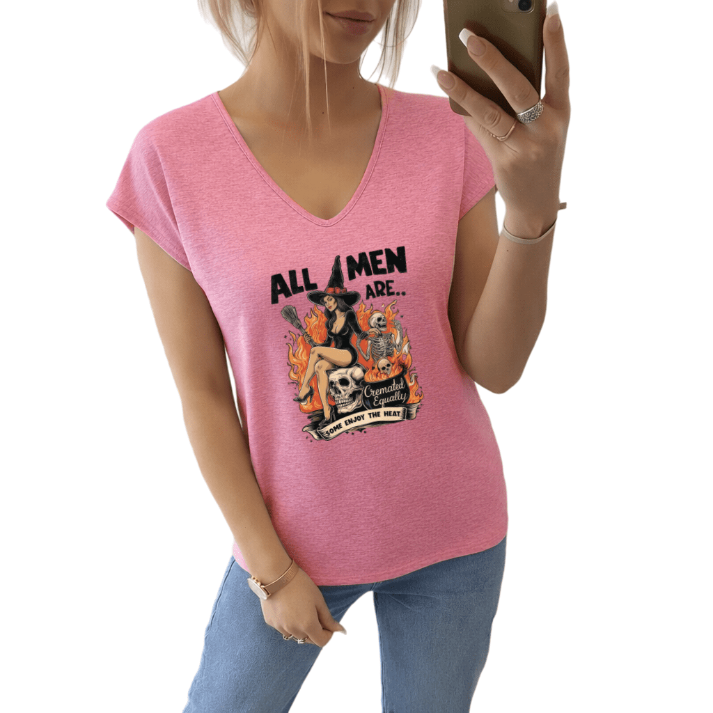 Giffimy Womens All Men Are Cremated Equal Distressed Witch Skeleton ...
