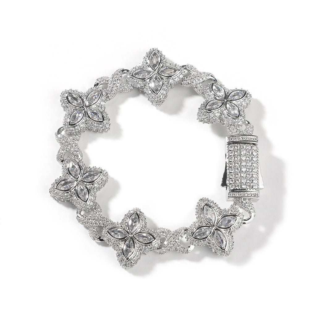 Giffor Hip Hop Jewelry Bracelet For Men,18K White Gold Plated Miami ...