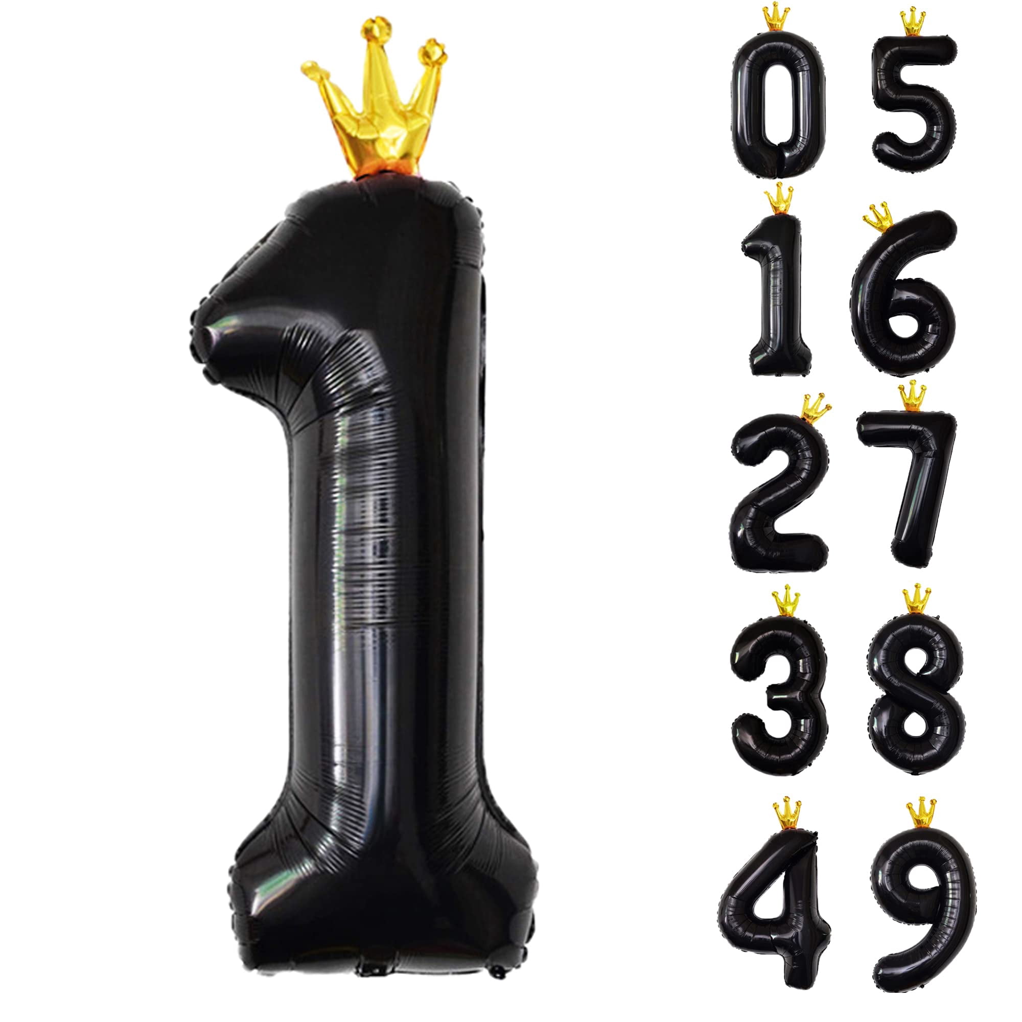 Gifloon Black Number 1 CM31 Balloon with Crown, Large number balloons ...