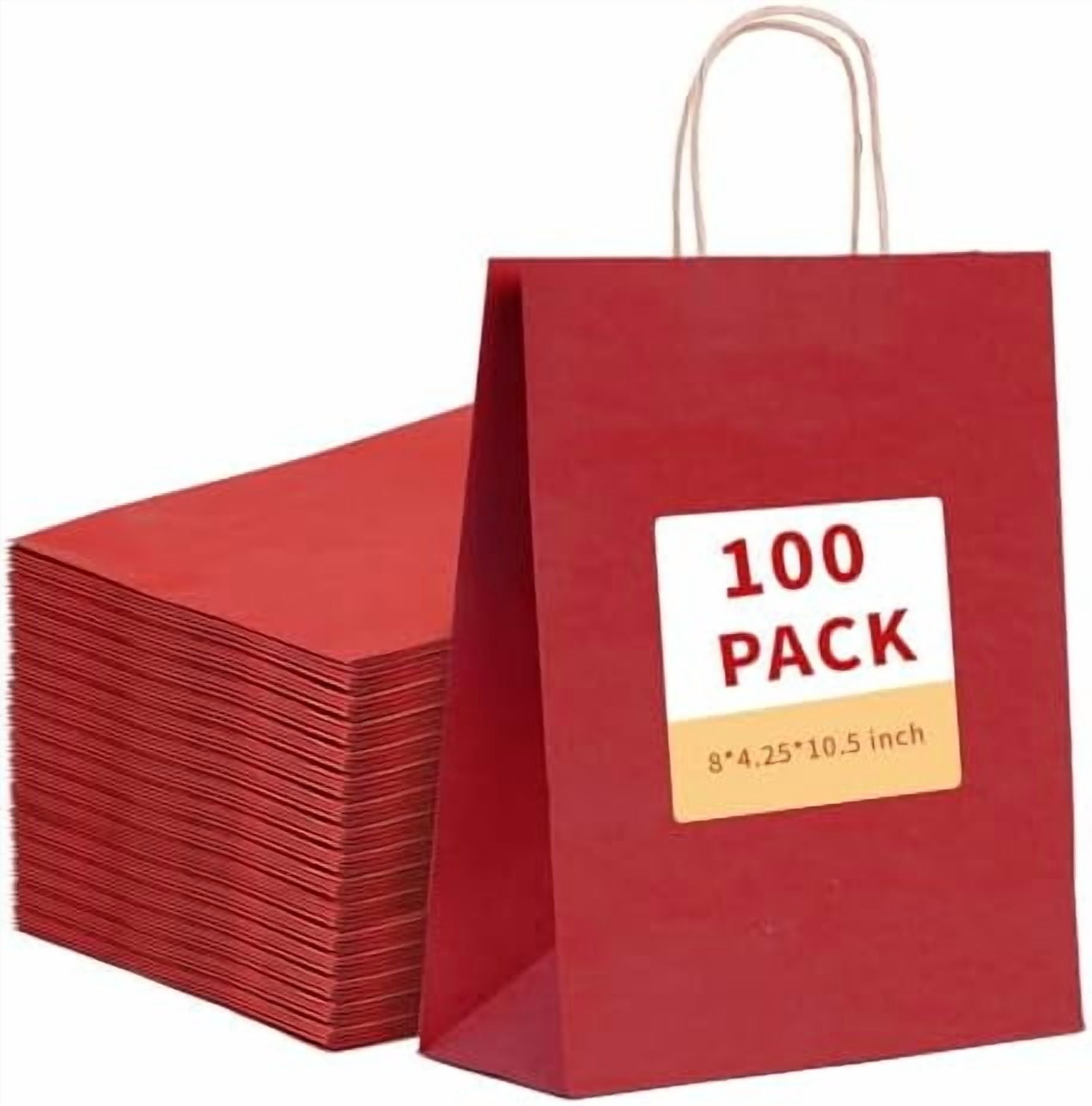 Gift Bags with Handles 8x4.25x10.5 100 Paper Bags, Paper Gift Bag with ...