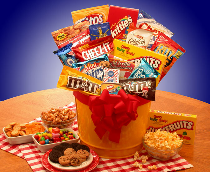 Gift Basket Birthday Treat Snack Present - Junk Food Madness Gift Pail ...