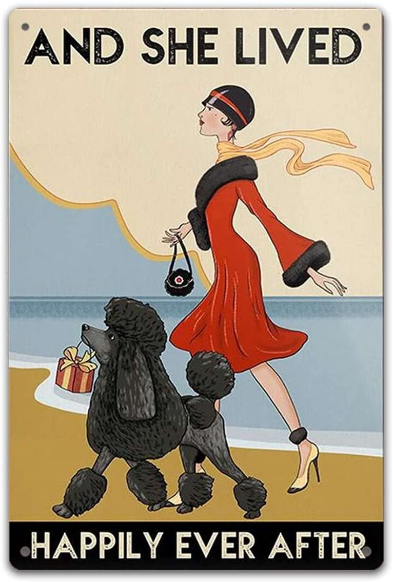 Gift for Black Poodle Lovers and She Lived Happily Coffee Shop Wall Art ...