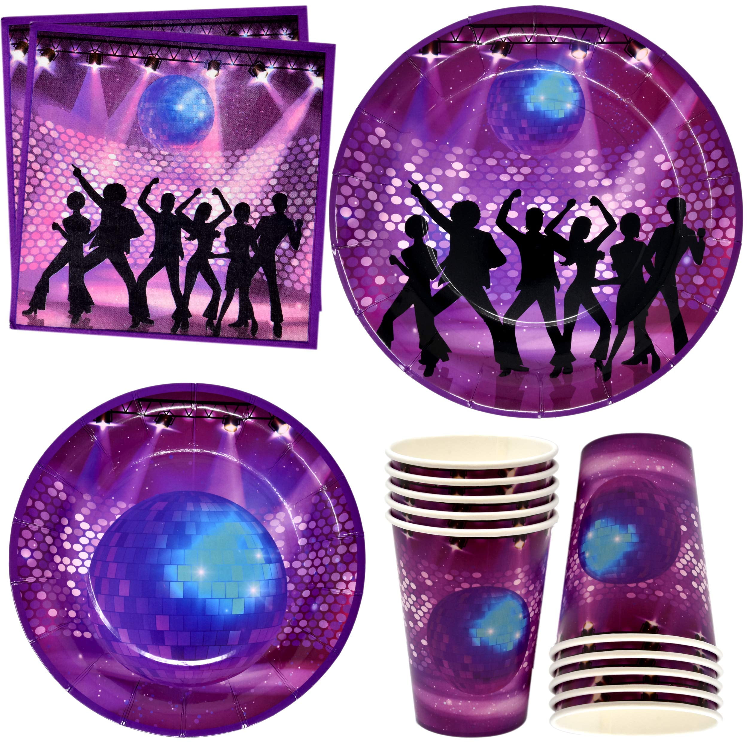 Gift Boutique 122 Pcs 70's Disco AFN1Party Supplies Set Paper Plate Cup ...