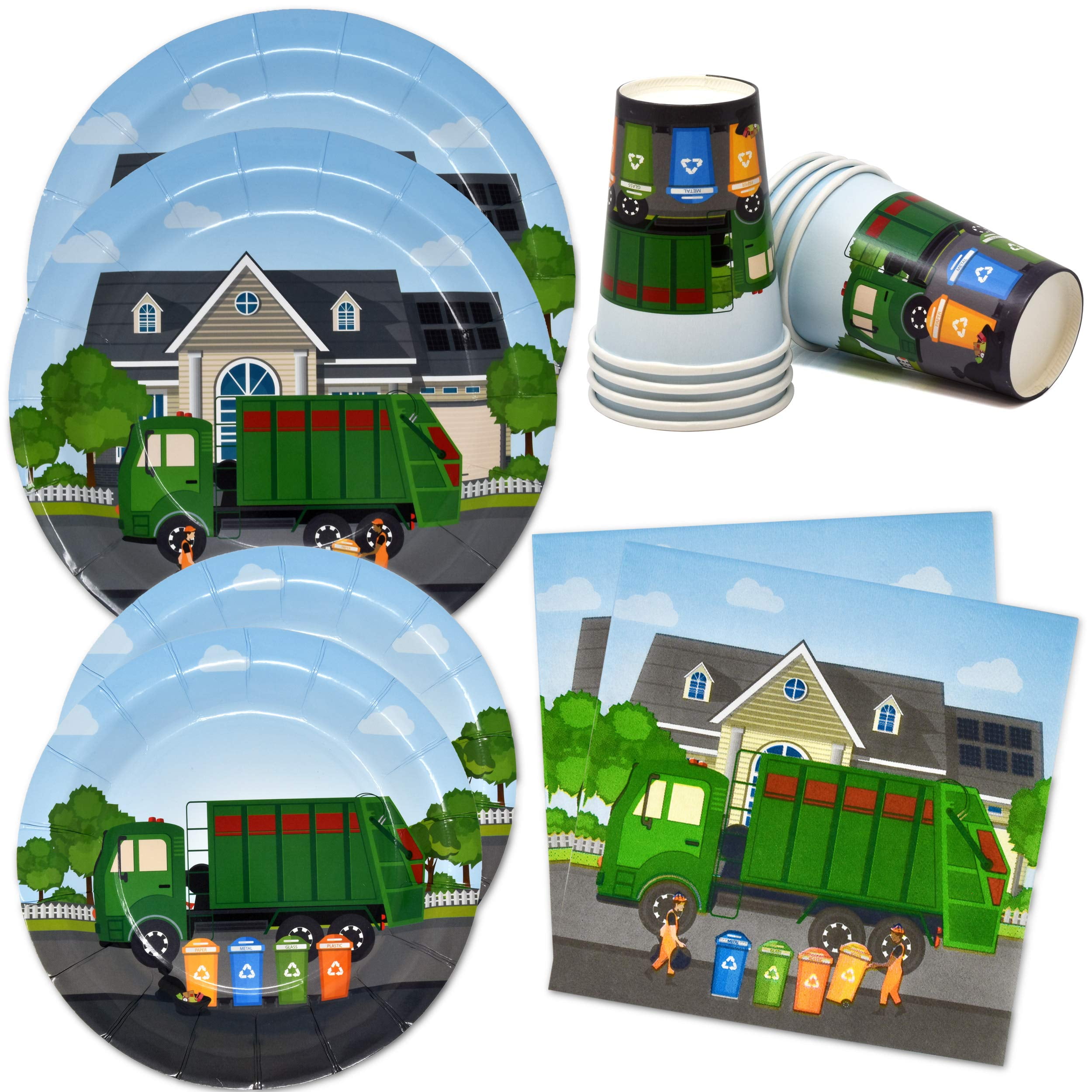 Gift Boutique 122 Pcs Garbage Truck MTN1 Party Supplies Set Paper Plate ...