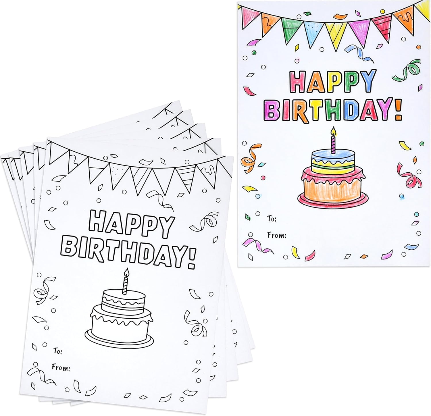 Gift Boutique 24 Pcs 5" x 7" Happy Birthday Cards Color Your Own Sheets ...