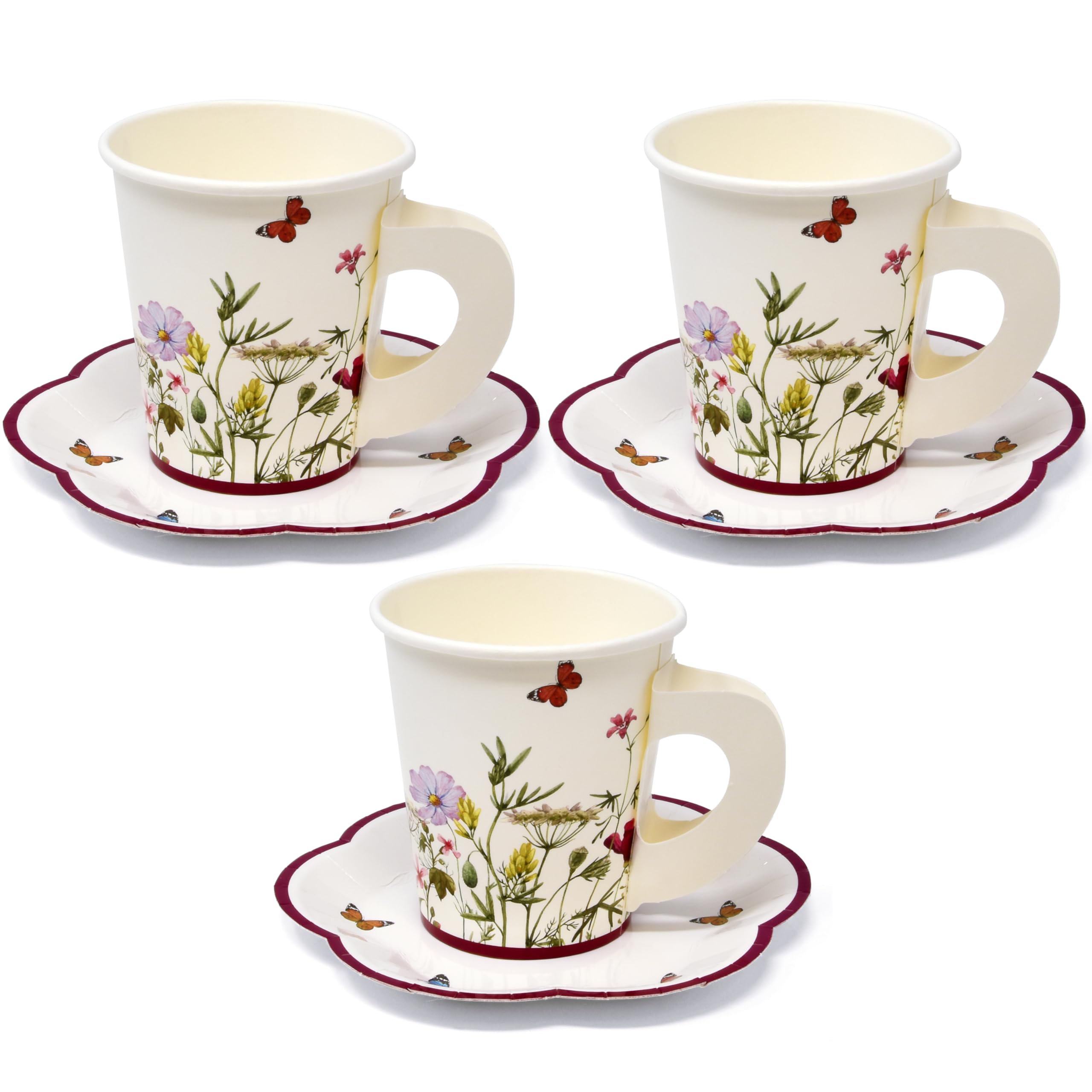 Gift Boutique 24 Tea Party Cups AFN1Disposable 5 Oz 24 Saucers Paper ...