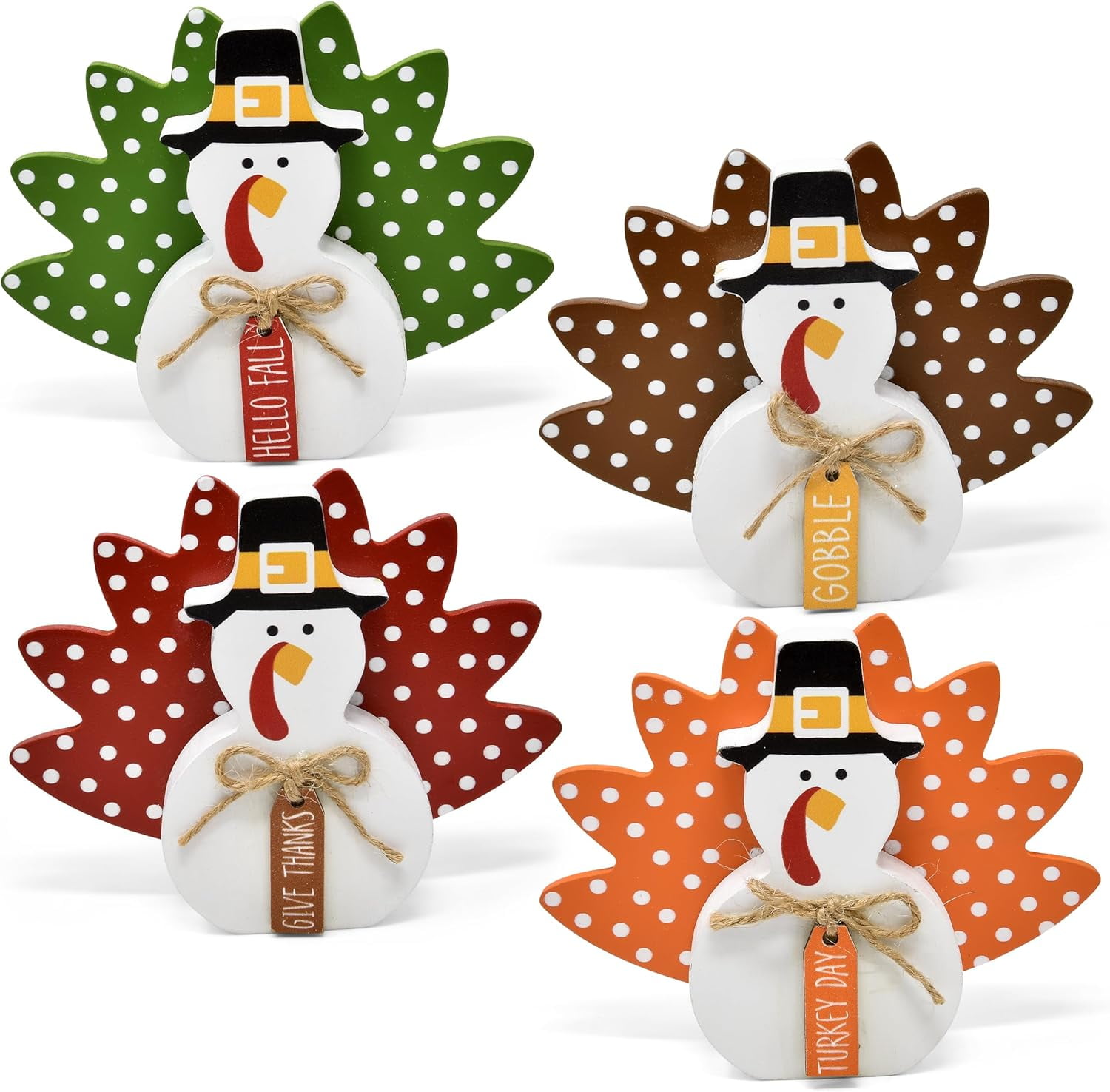 Gift Boutique - 4 Thanksgiving Turkey Wooden Table Decorations ...