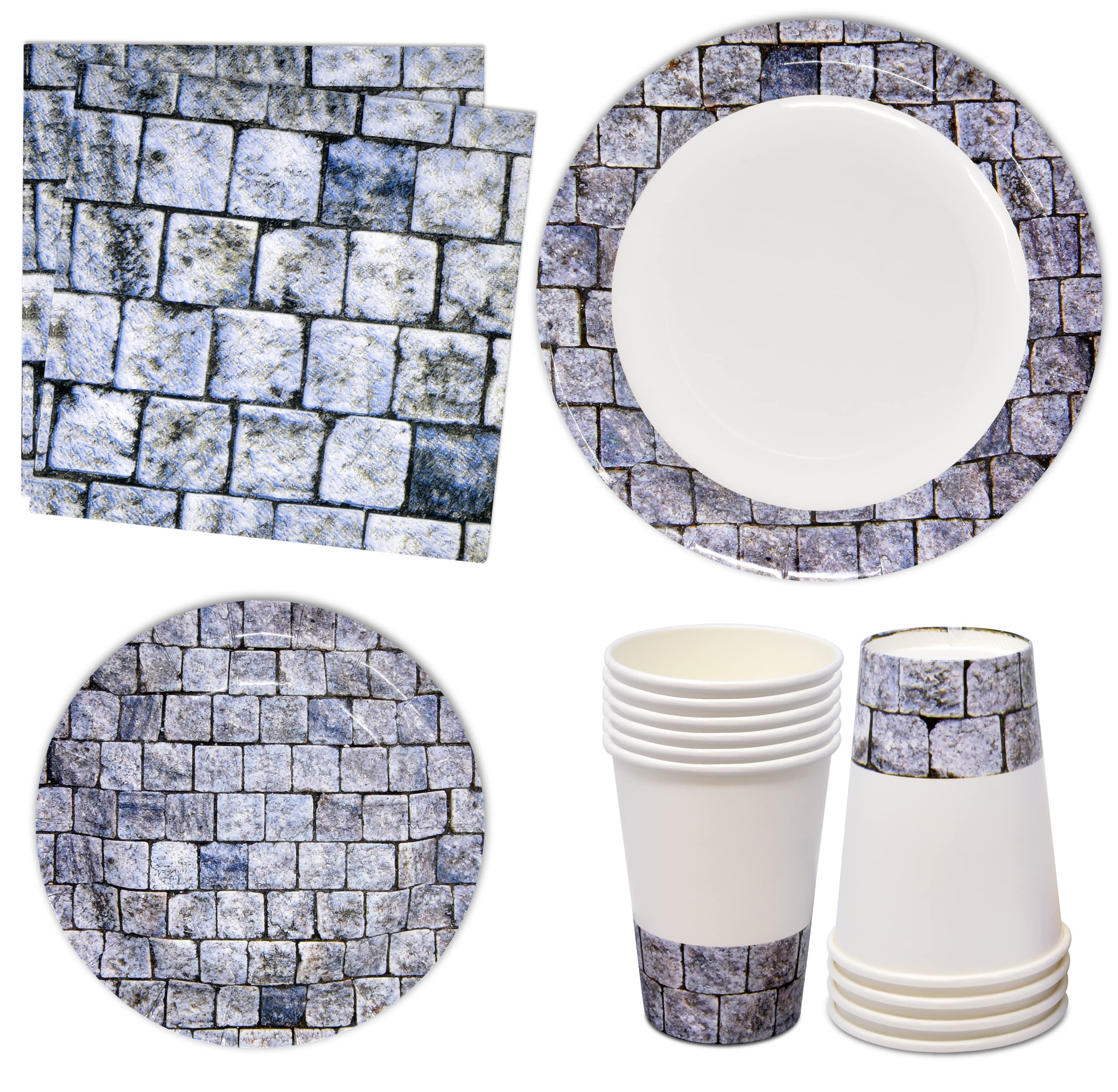 Gift Boutique 96 Pcs Cobblestone Party BSL1 Supplies Set Paper Plate ...