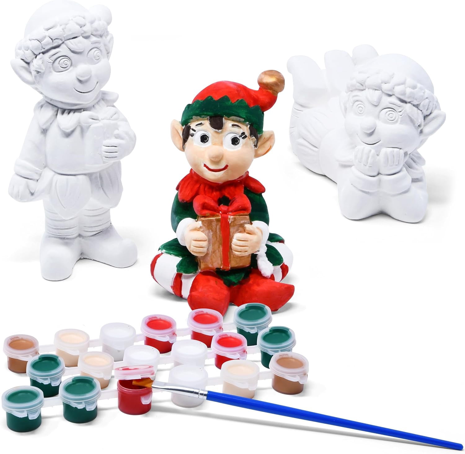 Gift Boutique - Ceramic Christmas Elves Figurines Paint Craft Kit Set ...