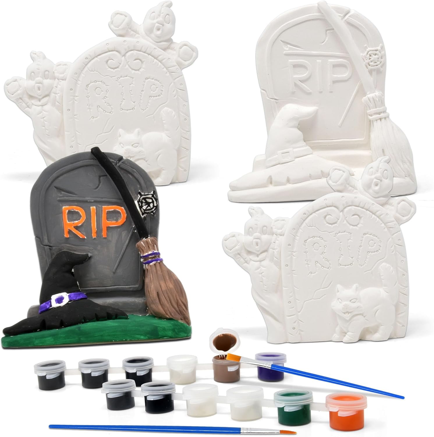 Gift Boutique Ceramic Halloween Tombstone Figurines Paint Craft Kit Set ...