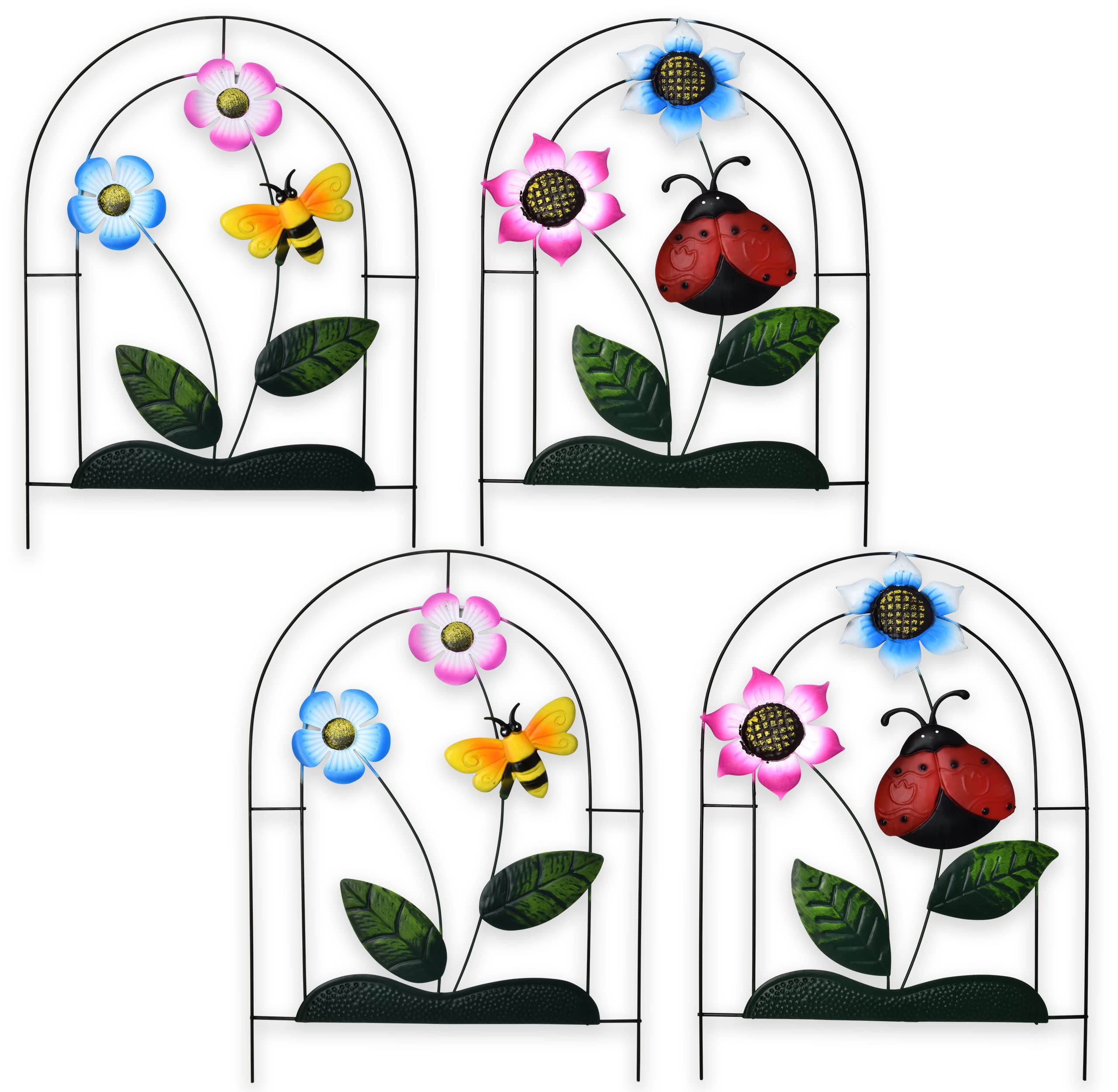 Gift Boutique Decorative Metal Garden Fence 4 Pack Lady Bug Bee Design ...